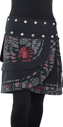 Purewonder Wickelrock Minirock aus Baumwolle Rock sk196 Schwarz 2