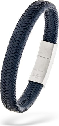 s.Oliver Herren Bracelet - Armband aus Echtleder - IP Blau - Verstellbar bis 22 cm - wasserfest & hautfreundlich