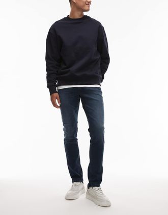 Tommy Jeans Scanton - Jean coupe slim - Bleu fonc&eacute; d&eacute;lav&eacute;-Bleu marine