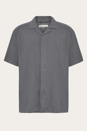 Knowledge Cotton Apparel Herren vegan Kurzarmhemd Moss Relaxed Vintage Indigo