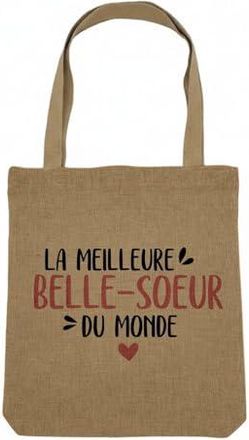 Fabulous Sac Shopping Tote Bag Aspect Lin - La Meilleure Belle-Soeur du Monde Famille Id&eacute;e Cadeau - Sac de Courses Toile Epaisse 360g Beige Naturel Cabas Port&eacute;