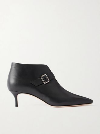 Manolo Blahnik Bottines En Cuir &Agrave; Boucles Mendiola 50 - Noir