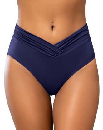 SHEKINI Damen V-Shape Retro Bikinihose Ruched Bauchweg Klassisch Badehose Strandhose Grosse Gr&ouml;ssen f&uuml;r Frauen