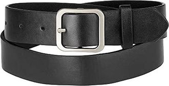 Allegra K Ceinture à boucle ardillon pour femme Ceinture large et souple Robes décontractées Jeans Pantalons Noir, Boucle argentée 92cm/36.22