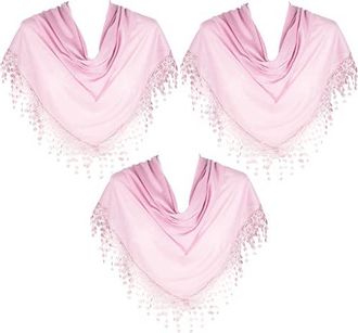 Hat To Socks Foulard Triangulaire avec Bande de Dentelles aux Fuseaux &agrave; Franges, pour les Femmes 3 Pack (Lilas)