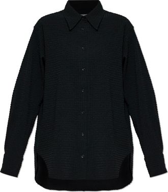 Hunza G Femme, Blouses et Chemises, Noir, Taille: 42/44 FR Oversized Shirt Seersucker