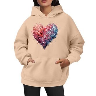 Generic Sweat &agrave; capuche imprim&eacute; Saint-Valentin 2026 pour femme, kaki, XXL
