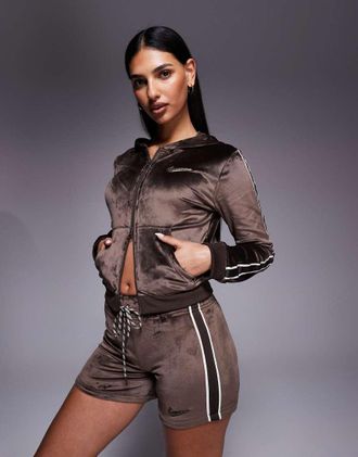 Nike Sweat &agrave; capuche en velours &agrave; fermeture &eacute;clair - Marron-Brown