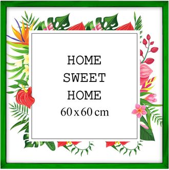 MG Design Grün Bilderrahmen 60 x 60 cm - Aus echtem Holz mit Acrylglas, zum Aufhängen & Aufstellen, für Fotos, Poster & Puzzle