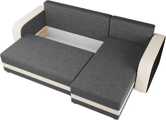 Best Mobilier Bestmobilier - Harvey - canapé dangle réversible - convertible - avec coffre - en tissu - 4 places - style contemporain - gris / beige