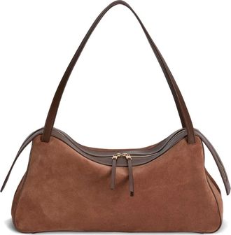 Jil Sander Dune Schultertasche mit gepr&auml;gtem Saum - Braun