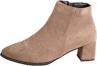 Generic Bottines courtes confortables et l&eacute;g&egrave;res &agrave; bout pointu avec fermeture &eacute;clair lat&eacute;rale pour femme, kaki, 40.5 EU