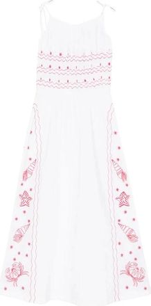 Maison Labiche Femme, Robes, Blanc, Taille: 36 FR Floral Embroidered Midi Dress