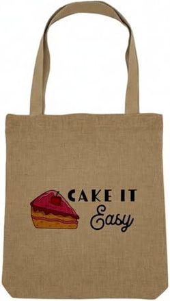 Fabulous Sac Shopping Tote Bag Aspect Lin - Cake it Easy Pun Food Dessert Cake - Sac de Courses Toile Epaisse 360g Beige Naturel Cabas Port&eacute; Epaule Solide Impr