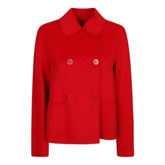 Max Mara Femme, Vestes, Rouge, Taille: 34 FR Veste Courte Crois&eacute;e &agrave; Col Arrondi