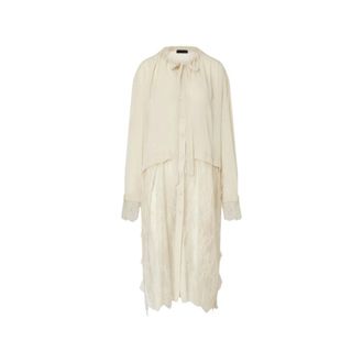 Liu Jo Langes Hemd mit Spitzendetails - - Blouses & Shirts - Damen - Beige - S