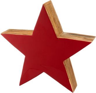 Gasper Weihnachtsdeko Massivo Stern Rot & Natur Ø 37 cm - Mangoholz