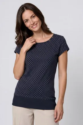 Alife And Kickin Rundhalsshirt Kurzarm mit Polka-Dot-Allover-Print, Scoop-Neck und Rippbund