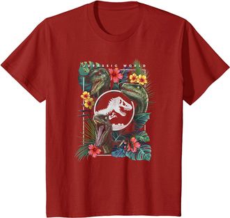 Jurassic Park Floral Raptor Portrait Logo T-Shirt