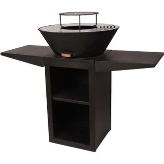 Purline Grill mit runder Platte, Grill und St&auml;nder aus Stahl