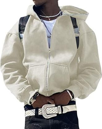 ORANDESIGNE Sweat &agrave; Capuche Homme Sweat-Shirt avec Fermeture &Eacute;clair Ample Imprim&eacute; Lettres Manche Longue Hip Hop Streetwear Zipp&eacute;e Veste &agrave; Capuche E-Girl Ann&eacute;es 90