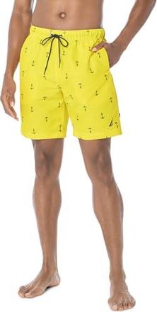 Nautica Mens Quick Dry All Over Classic Anchor Print Swim Trunk Maillot de Bain, Jaune Éclatant, S Homme