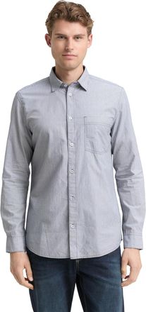 Tom Tailor Herren 1048446 Fitted Hemd aus Baumwolle, 38977-Blue Stripe, XL