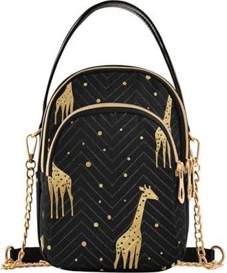 Mnsruu Sac à bandoulière pour femme, girafe dorée, noire, sac à main, petit sac à bandoulière avec sangle réglable