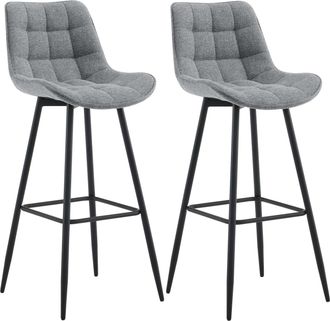Clp 2er Set Barhocker Dartford I Gepolsterter Barstuhl I Metall-Gestell, Farbe:grau, Material:Stoff