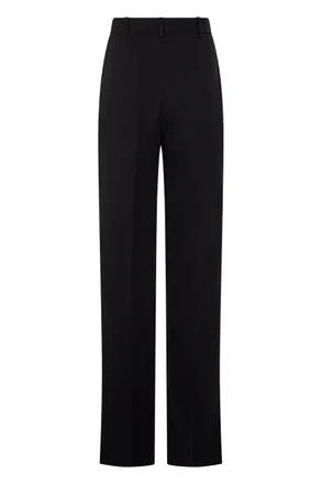 Max Mara Womens High-Waist Trousers Black Cotton Straight