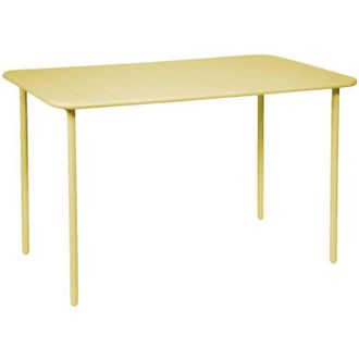 Sweeek Table de jardin m&eacute;tal 4 places. jaune. Amelia. 120x70cm. traitement antirouille. lattes et bords arrondis