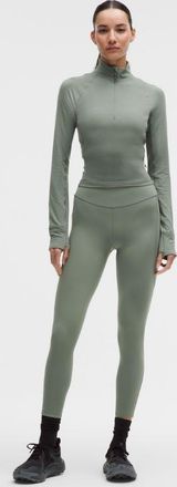 lululemon Fast and Free Leggings mit hohem Bund 5 Taschen f&uuml;r Frauen - 64 cm - Gr&ouml;&szlig;e 10 in Willow Leaf