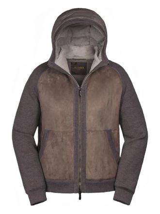 Moorer veste à empiècements en peau lainée - Marron