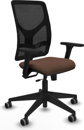 Piqueras y Crespo Arbeitsstuhl mit 3D-Armen, h&ouml;henverstellbare Lendenwirbelst&uuml;tze, ausgestattet mit Syncro/Traslack und Schneidschaum, mit Rollen 65 mm, Parkett, Schwar