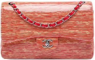 Chanel Pre-owned Sac Bandouli&egrave;re en Cuir Verni Ray&eacute; - Femme - Pre-owned - Rouge - Taille: ONE Size