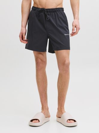 Jack & Jones Badeshorts JACK & JONES JPSTMAUI NORREBRO SWIM SHORTS, Herren, Gr. XXL, N-Gr, schwarz, Web, Polyester, unifarben, Badehosen Badeshorts