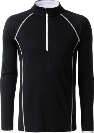 James & Nicholson Herren Mens Sportsshirt Longsleeve T-Shirt, Schwarz (Black/White), XX-Large