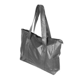 Holibanna Paquet Cabas Grosse Capacité en Similicuir PU Souple Gris Paquet à Main Bandoulière Zippé pour Femme Travail Sorties et Usage Quotidien