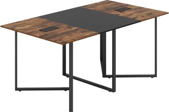 Giantex Konferenztisch 180 x 100 cm, Gro&szlig;er Besprechungstisch f&uuml;r 6 bis 8 Personen, rechteckiger B&uuml;rotisch mit 2 Kabeldurchl&auml;ssen, Metallgestell, Traglast 120