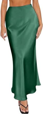 Generic Figurine N Roll Satin avec tour de taille Jupe en tricot Noir, vert noir, S