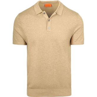 Suitable Knitted Polo Cotton Linen Beige