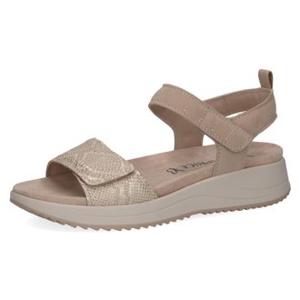 Caprice Damen Sandalen flach aus Leder mit Klettverschluss, Beige (Sand Comb), 38 EU