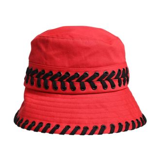 Dolce & Gabbana Roter Spitzen Breitkrempiger Eimerhut - - Accessories - Damen - Rot - ONE SIZE