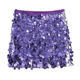 Generic Jupe paillet&eacute;e dor&eacute;e &agrave; paillettes pour femme - Sexy - Jupe &agrave; paillettes - Jupe courte &agrave; paillettes - Mini jupe taille haute - Jupe de club pour f&ecirc;te -