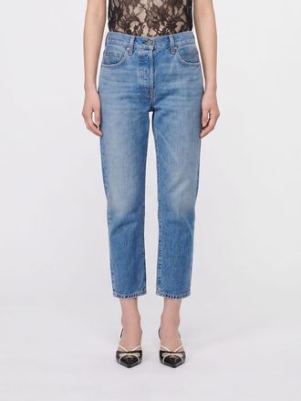 Valentino Garavani Jean skinny court en denim de coton taille mi-haute