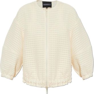 Emporio Armani Femme, Vestes, Jaune, Taille: 34 FR Veste en tissu jacquard &agrave; carreaux 3D