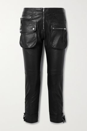 Isabel Marant Pantalon Slim Raccourci En Cuir &Agrave; Lacets Ciane - Noir