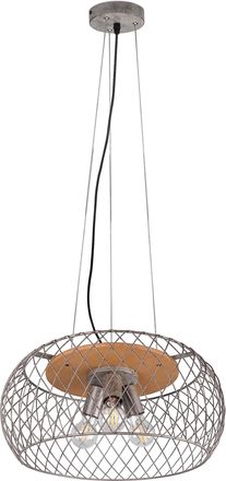 Trio Leuchten Pendelleuchte Tamil 311100367, Metall Nickel antik, Holz naturblassen, exkl. 3x E27