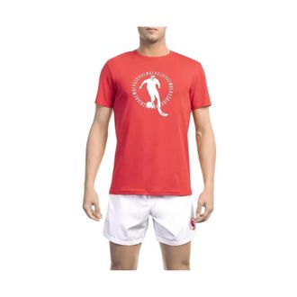 Dirk Bikkembergs Rotes Baumwoll-T-Shirt mit Frontdruck - - Tops - Herren - Rot - XL