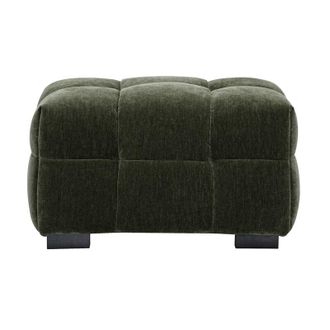 Miliboo Pouf repose-pieds design en tissu effet velours vert kaki CORTO
